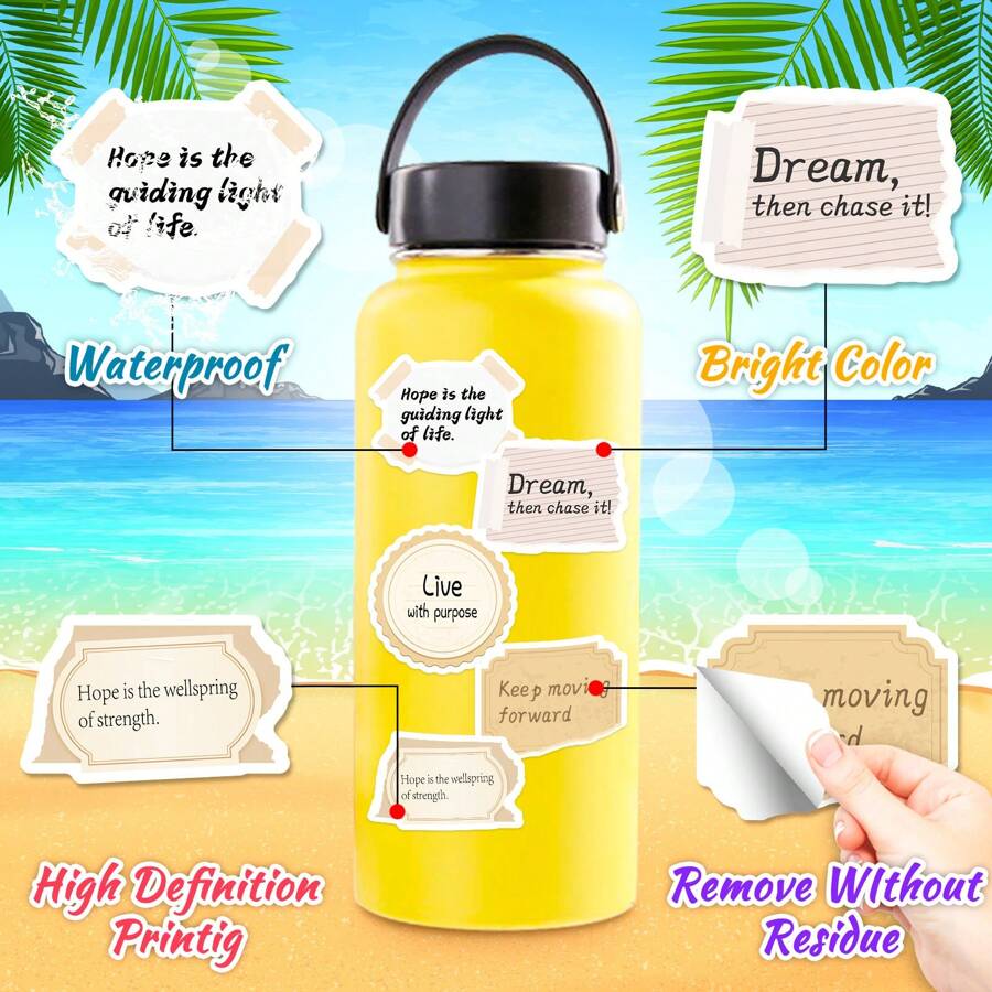 50pcs Inspirational Stickers, Motivational Quote Stickers For Teens ...