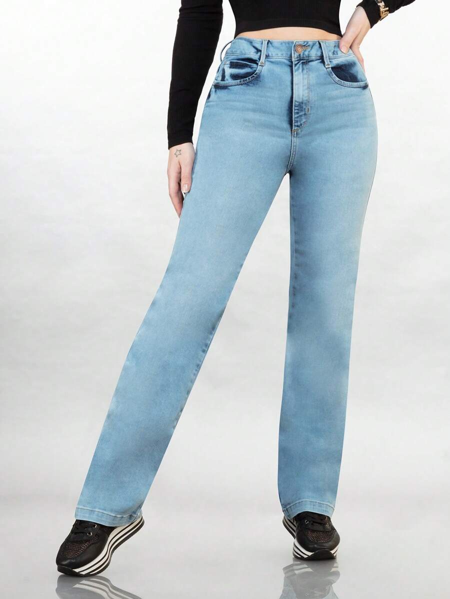 Savi jeans Pantalón de mezclilla 2 tonos tiro a la cintura de pierna ...