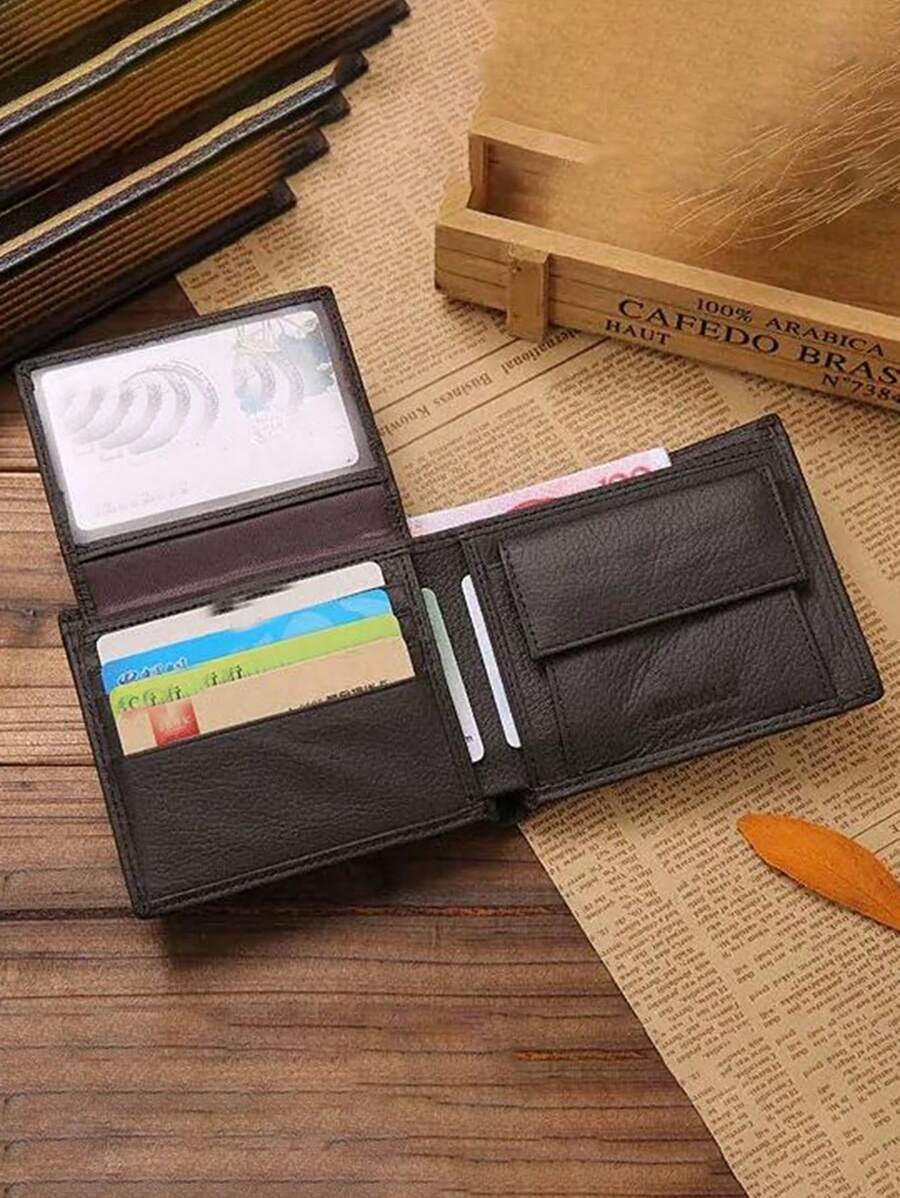 Carteiras para Homens de Couro PU Produto Premium Carteira para Homem Curta Preta Portefeuille ...