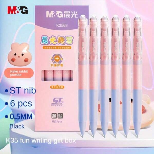 Caneta Esferográfica Retrátil M&g Estacionária 0,5mm K35 Preta Com Empunhadura Fácil E ...