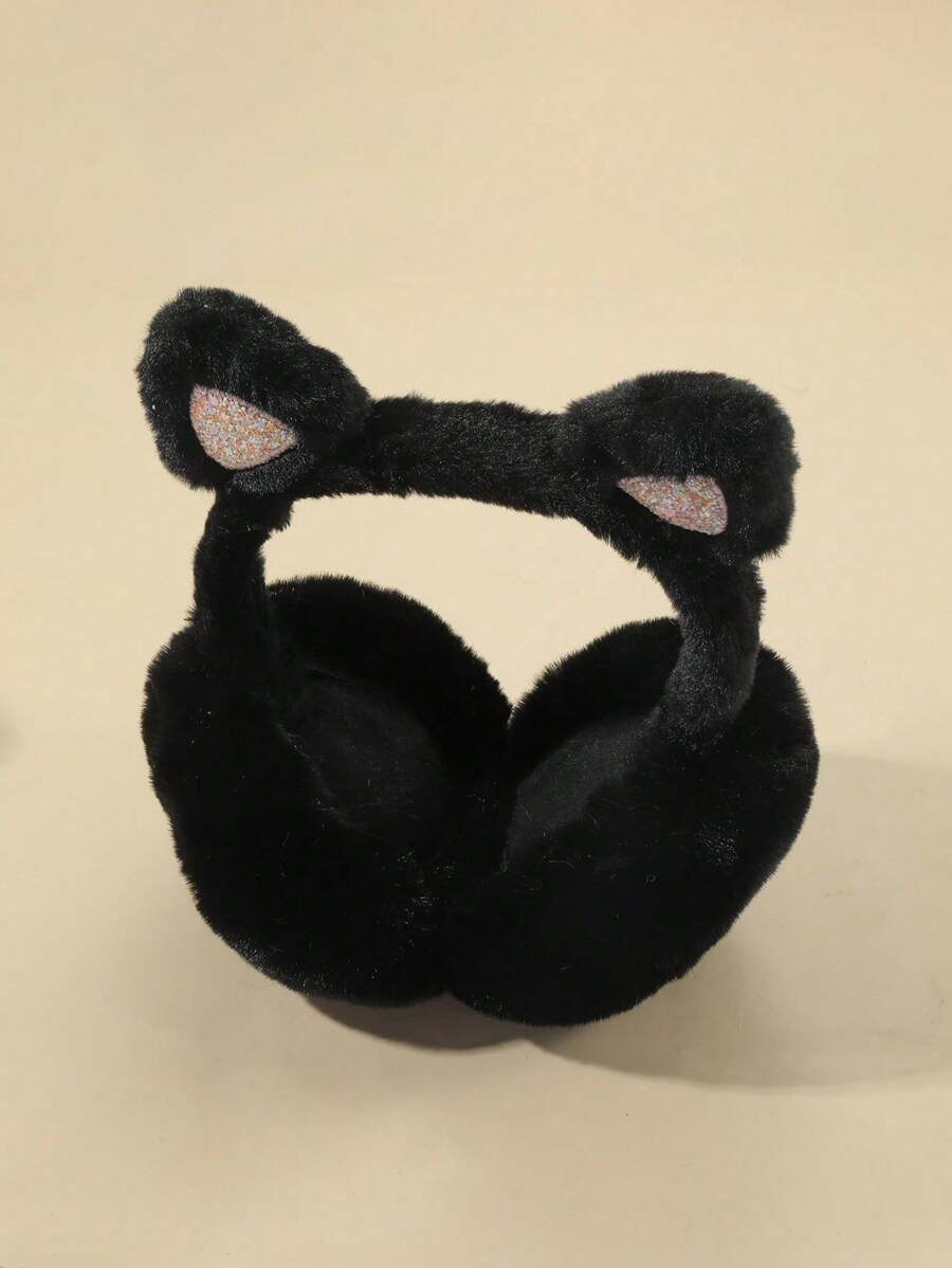 1pc Girls' Cute Cat Ear Plush Warm Earmuffs, Winter | SHEIN Singapore