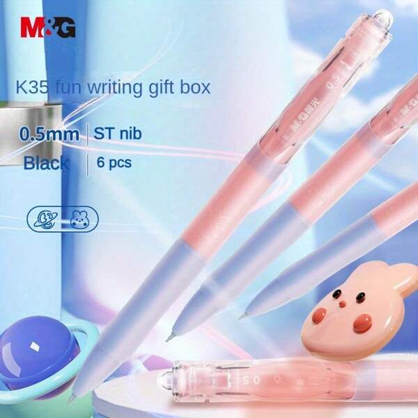 Caneta Esferográfica Retrátil M&g Estacionária 0,5mm K35 Preta Com Empunhadura Fácil E ...