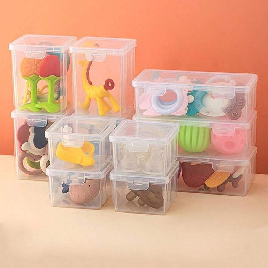1pc Transparent Rectangular Plastic Box With Hinge Lid, Great For ...