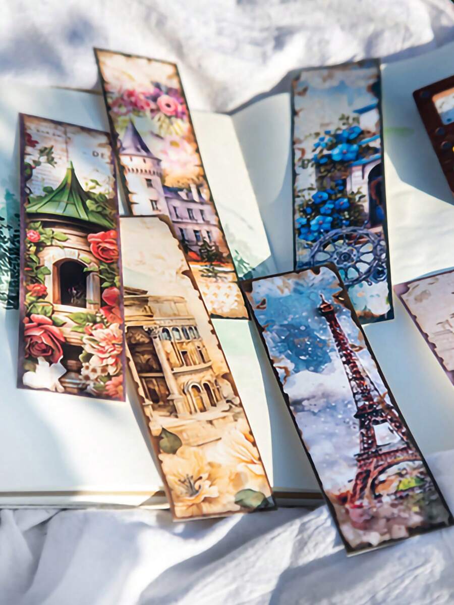 1box/30sheets Floral & Scenery Paper Bookmark, Gift Card, Personalized ...