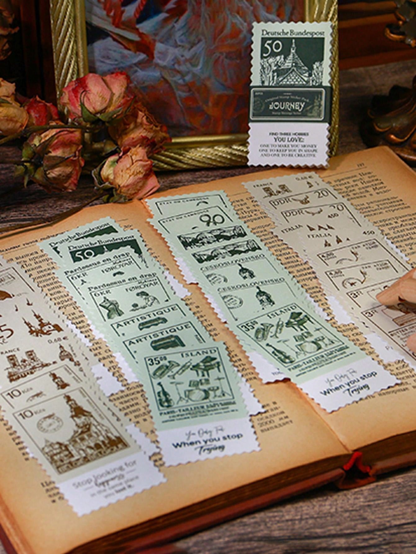 30 Sheets Postage Stamp & Message Stickers Pack | SHEIN USA