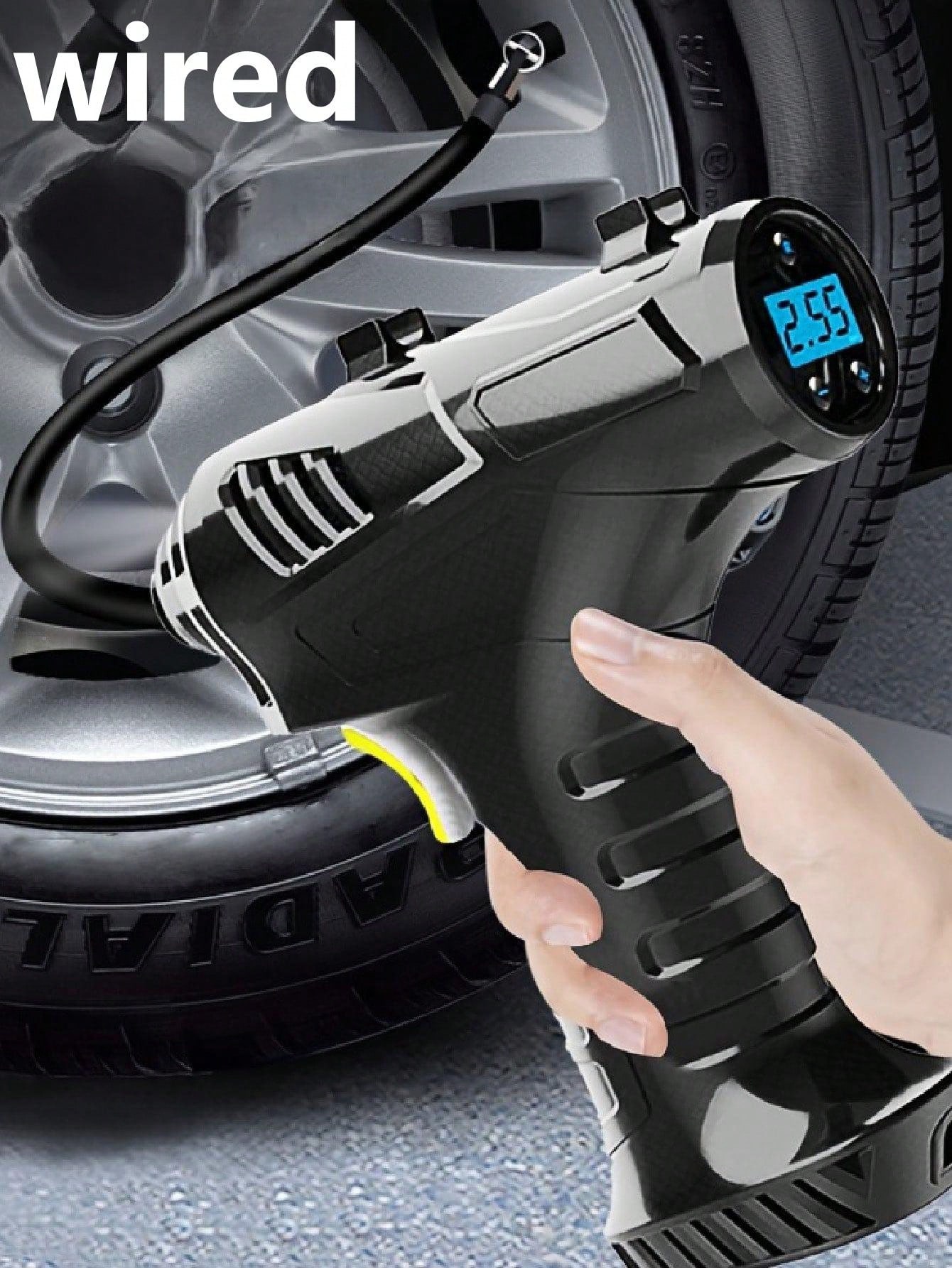 Wired Portable Car Secondary Air Injection Pump, 120W Car Tire Inflator ...