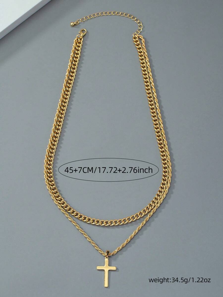Original Minimalist Double-Layer Cross Pendant Necklace For Men ...