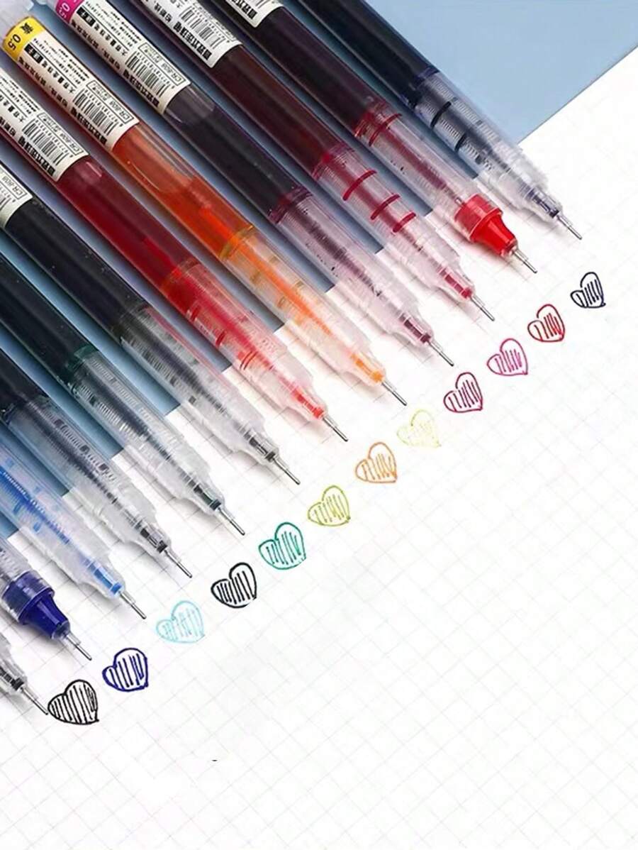 12pcs/Set Neutral Pens With Various Colors, Large Capacity Liquid ...