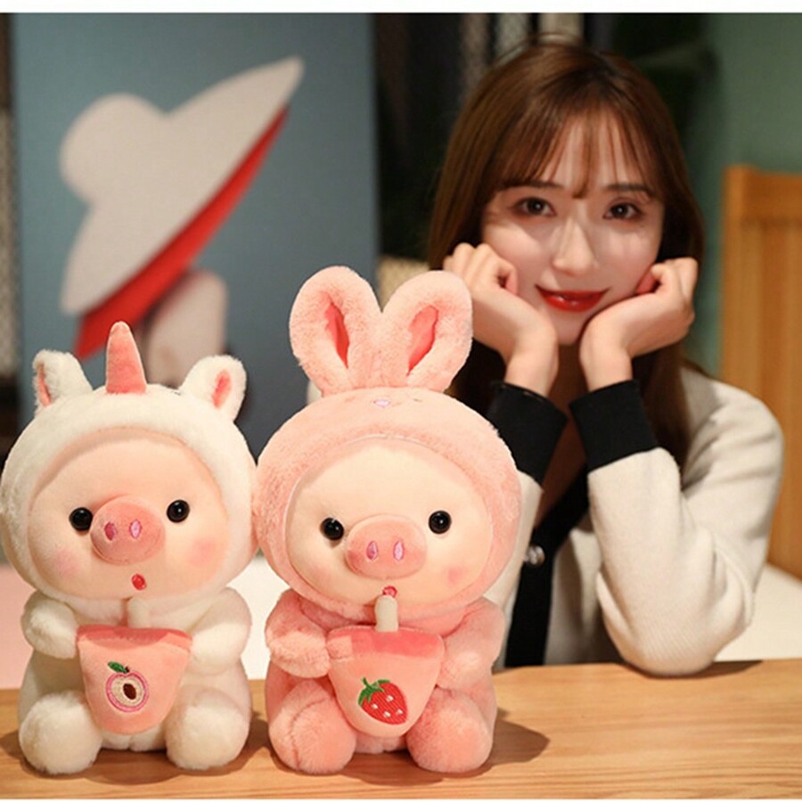 Cute Milk Tea Piggy & Rabbit Plush Toy, Stuffed Animal Doll | SHEIN USA