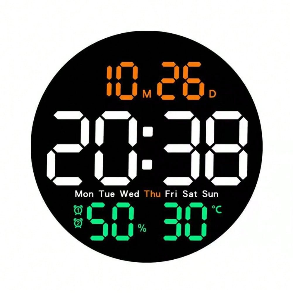 LED Wall Clock With Remote Control Auto Dimming 10 Level Brightness ...
