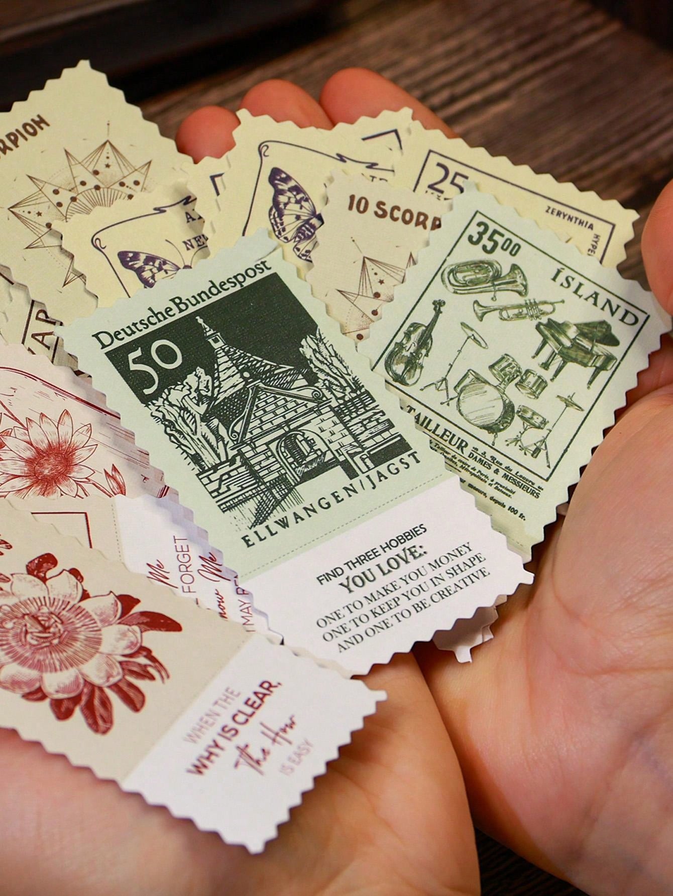 30 Sheets Postage Stamp & Message Stickers Pack | SHEIN USA