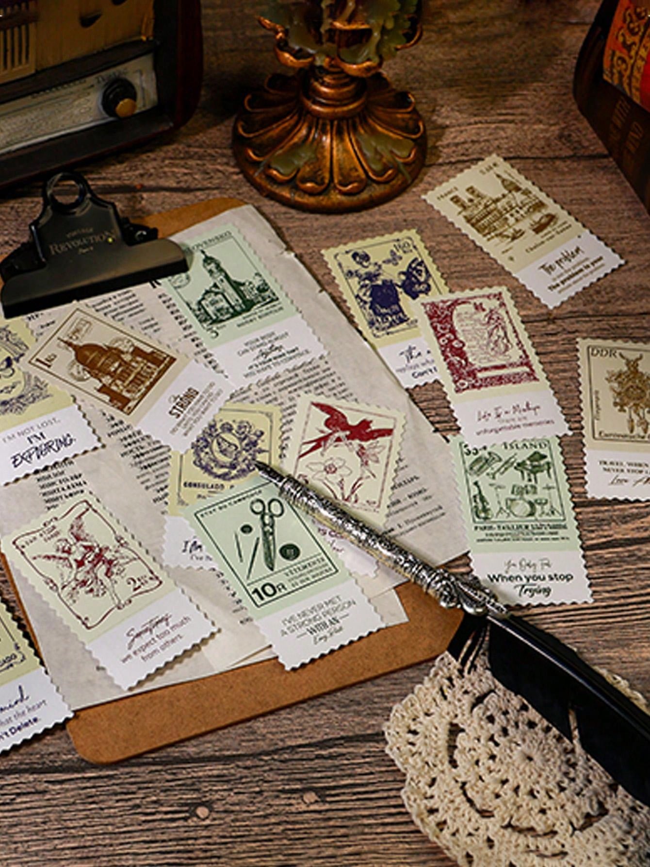 30 Sheets Postage Stamp & Message Stickers Pack | SHEIN USA