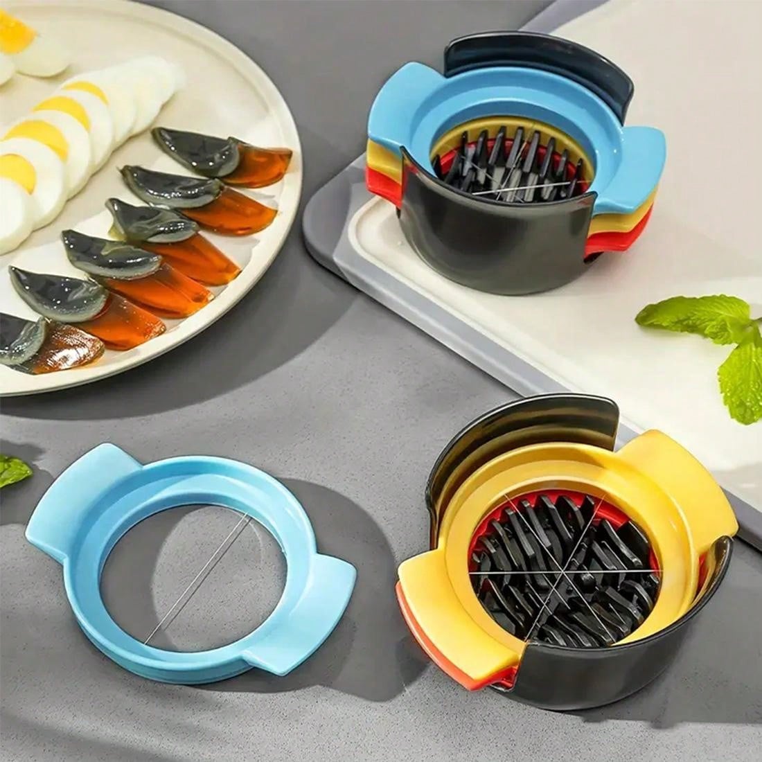 1pc Three-In-One Multi-Functional Stainless Steel Egg Slicer Egg Cutter ...