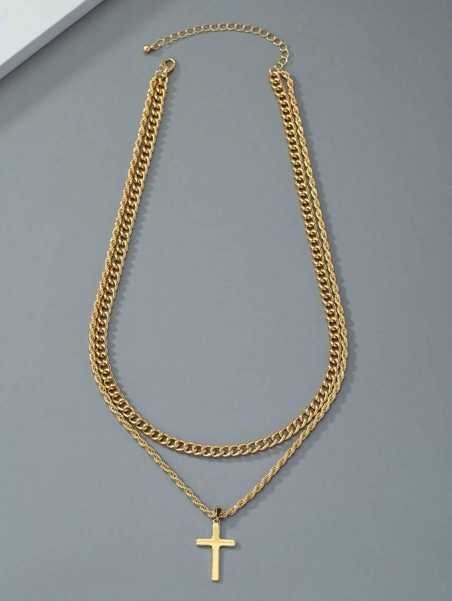 Original Minimalist Double-Layer Cross Pendant Necklace For Men ...
