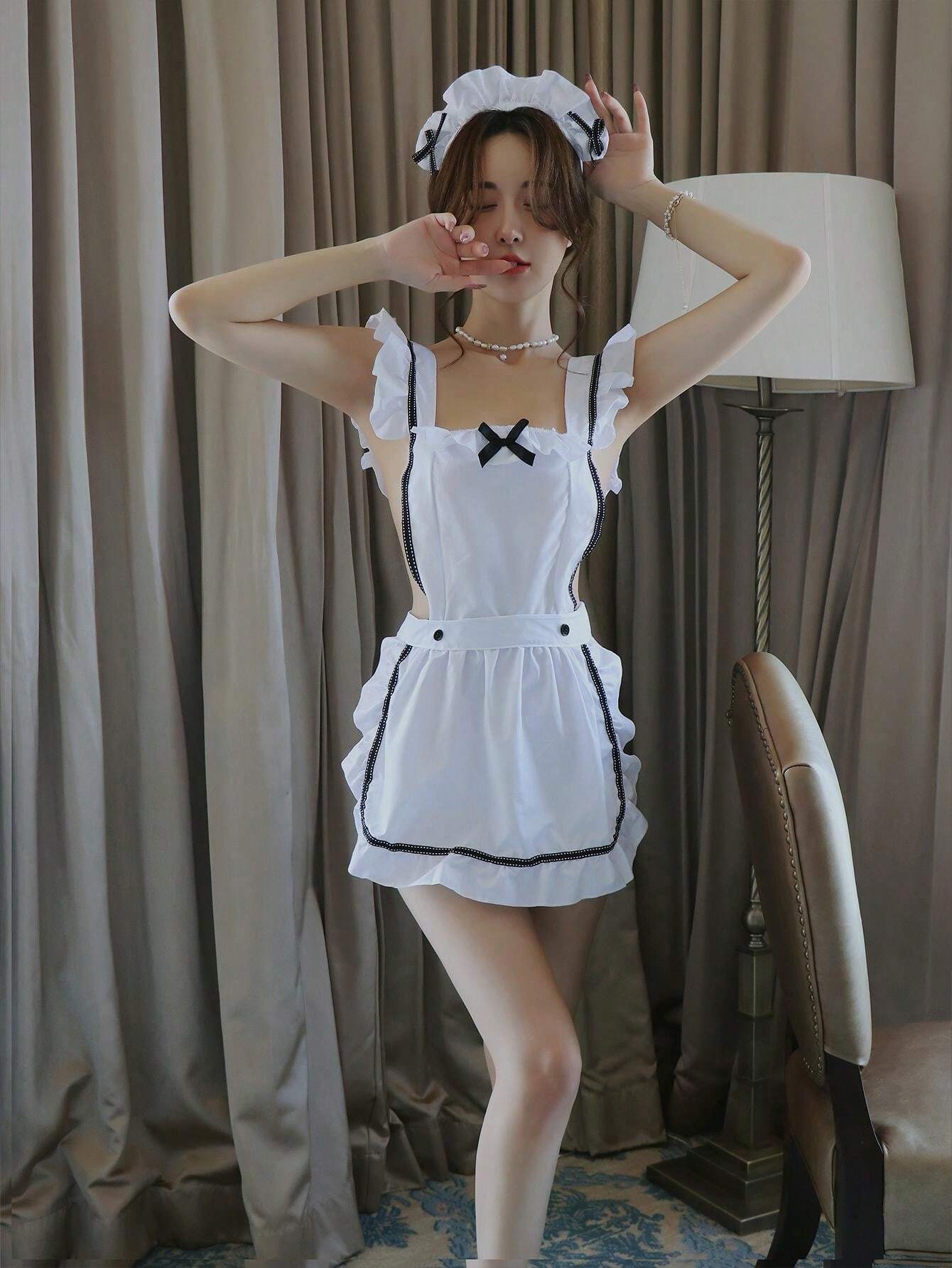 3pcs/Set Sexy Maid Cosplay Costume For Women, Including A Flared Short ...