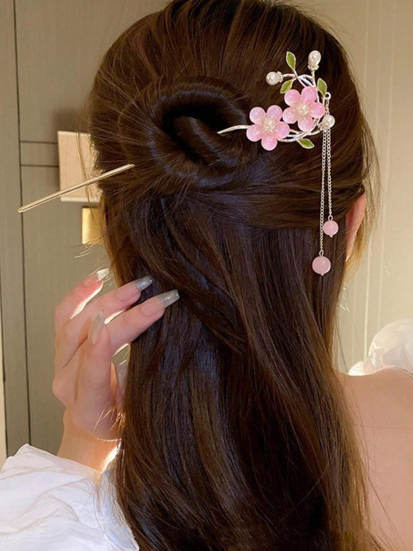 1set Of 2pcs Women's Hair Pins, Which Consist Of Pink & Blue ...
