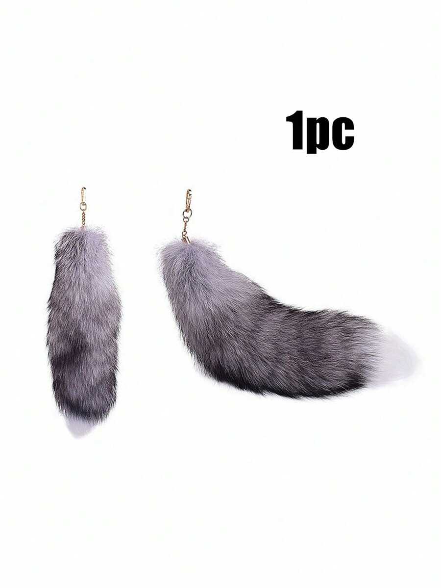 1pc Faux Plush Fox Tail Keychain, Animals Keyring Charm Pendant Cute ...