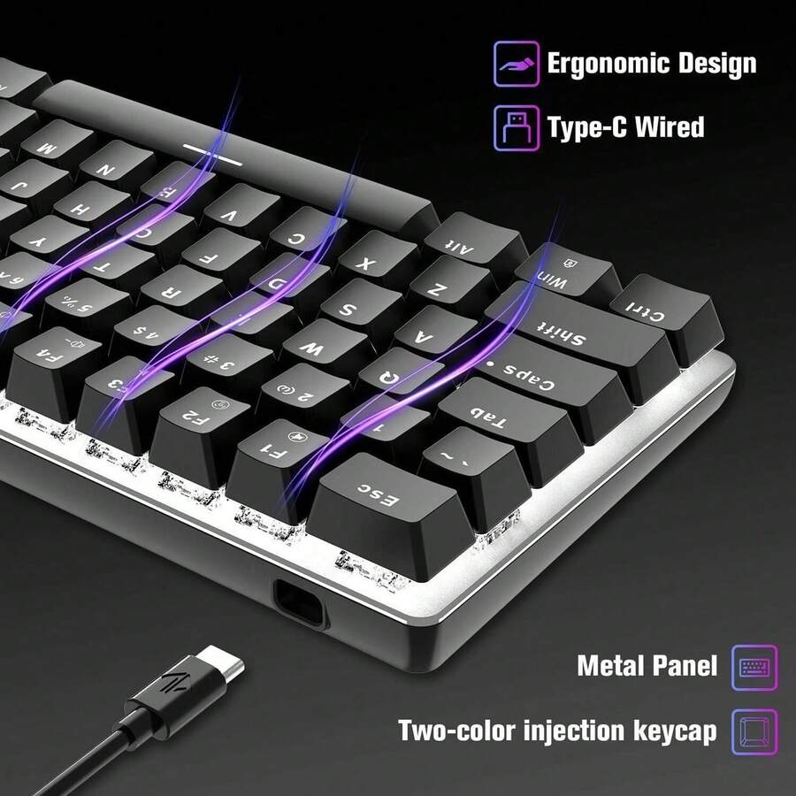 Game Keyboard, Wired Mechanical Keyboard With Clicky Blue Switch, Black ...