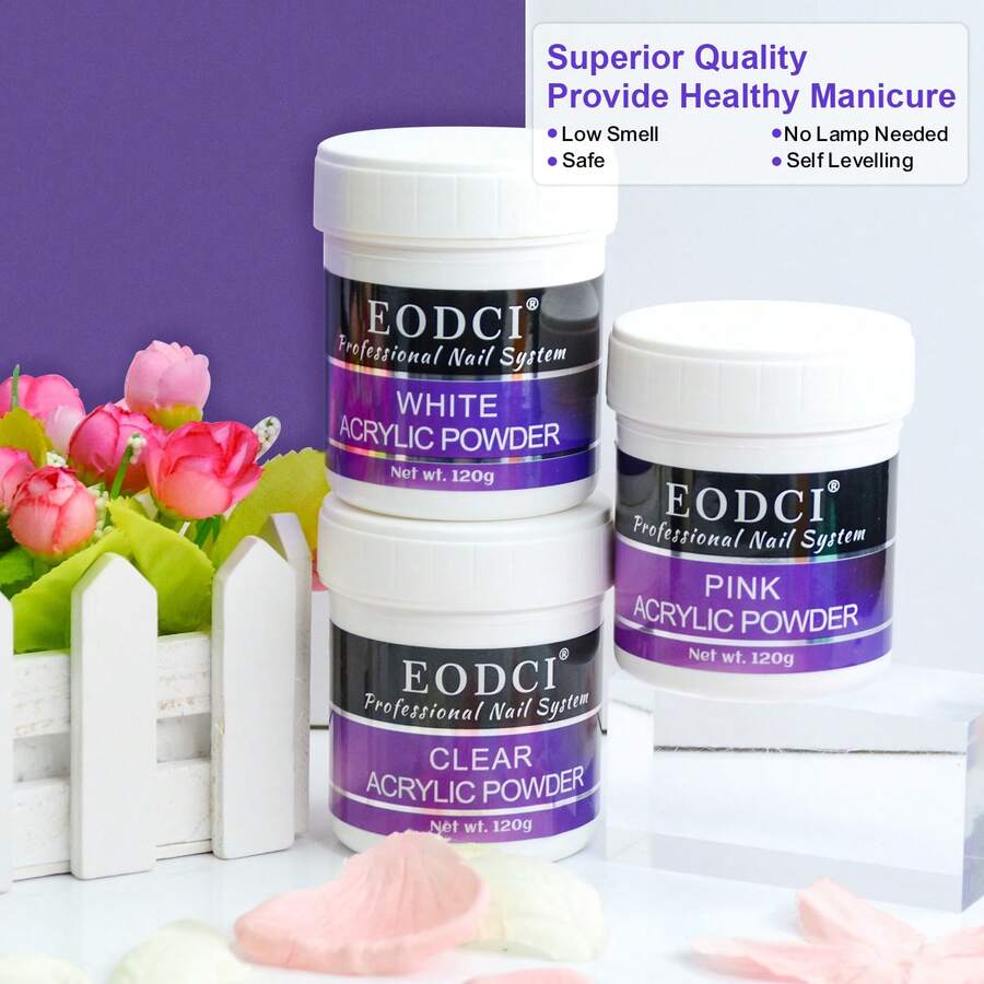 Eodci White Acrylic Powder, 120g Large Capacity Professional Acrylic ...