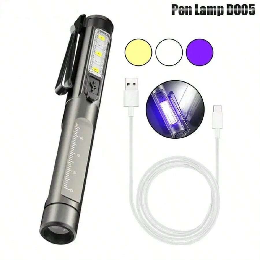 USB Rechargeable Pen Light - Yellow, White, And Purple LED Lights ...