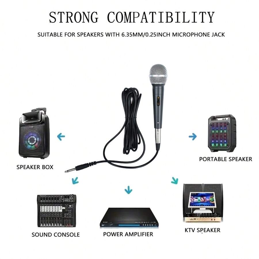 Kaschun Handheld Wired Dynamic Microphone For Home Karaoke & Amplifier ...
