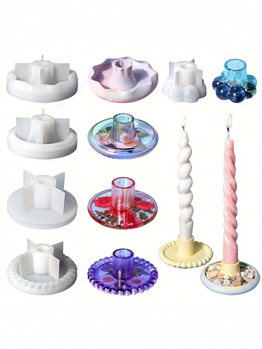 Candlestick 01 Silicon Mold, European Style Candlestick Dropping Glue ...