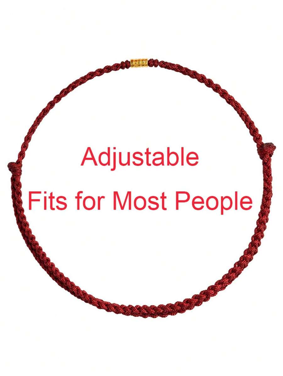 1pc Handmade Red Black String Lucky Bracelets For Men Women, Adjustable ...