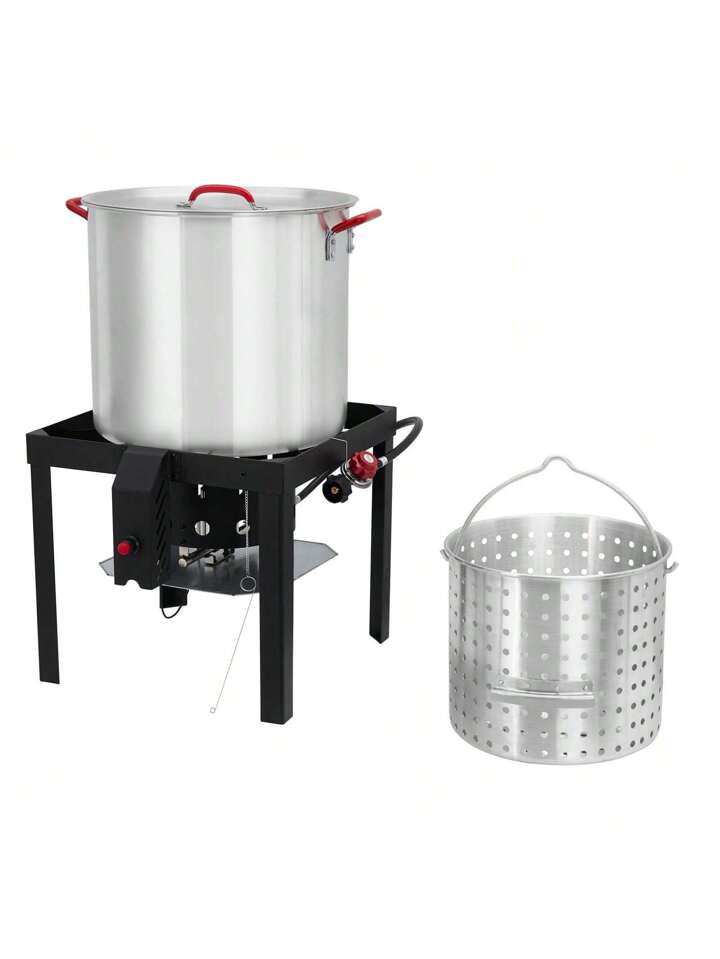 80 Qt Seafood Boil Pot, Aluminum Crawfish Boiler With Steam/Boil Basket ...