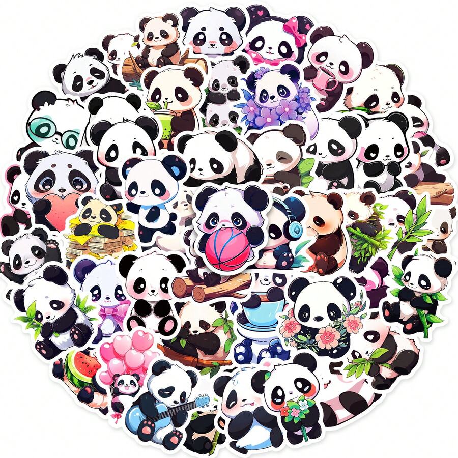 50pcs Panda Stickers Pack, Cute Panda Kawaii Waterproof Stickers For ...