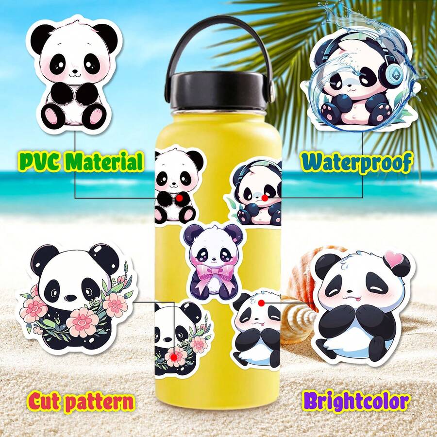 50pcs Panda Stickers Pack, Cute Panda Kawaii Waterproof Stickers For ...