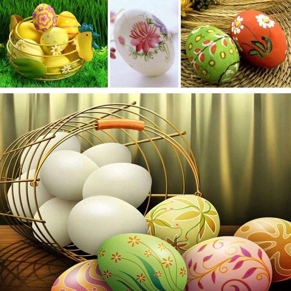 9 PCS Plastic Fake Eggs For DIY Easter Eggs, Painting And Realistic Egg ...