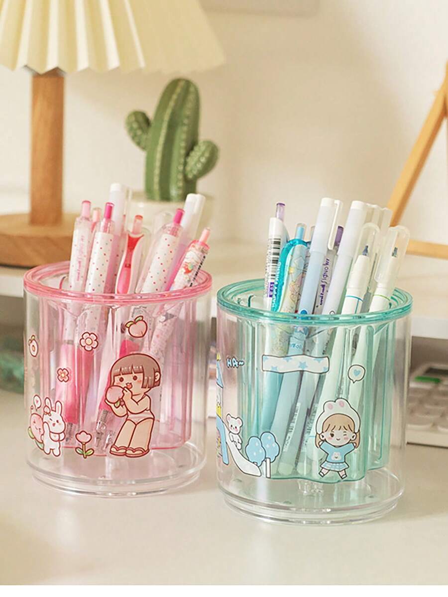 Rotating Transparent Desk Organizer, Display Stand, Pencil Holder ...