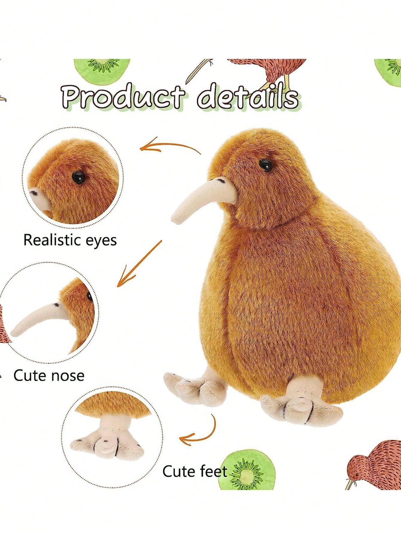 7.1inch Lifelike Kiwi Bird Plush Toy Kiwi Bird Stuffed Animal Soft Toy Lifelike Furry Bird Cute ...