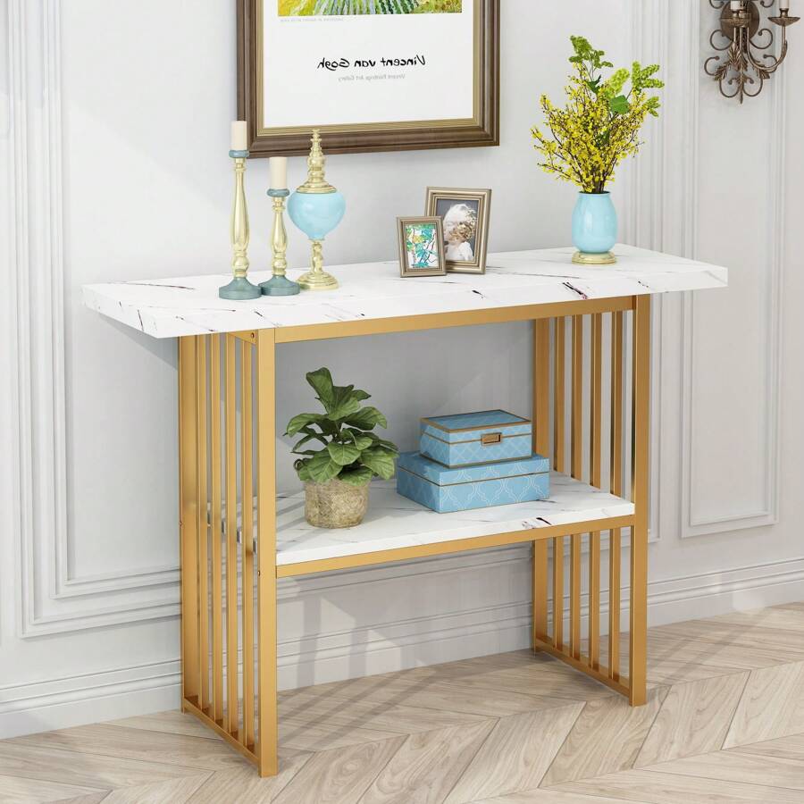 Entryway Table, Modern 42-Inch Console/Accent Table With Metal Legs ...