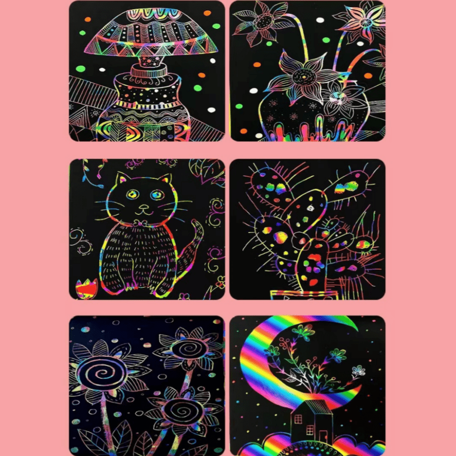 [10 Sheets/1 Bamboo Pen Included] Colorful Scratch Paper For Children ...