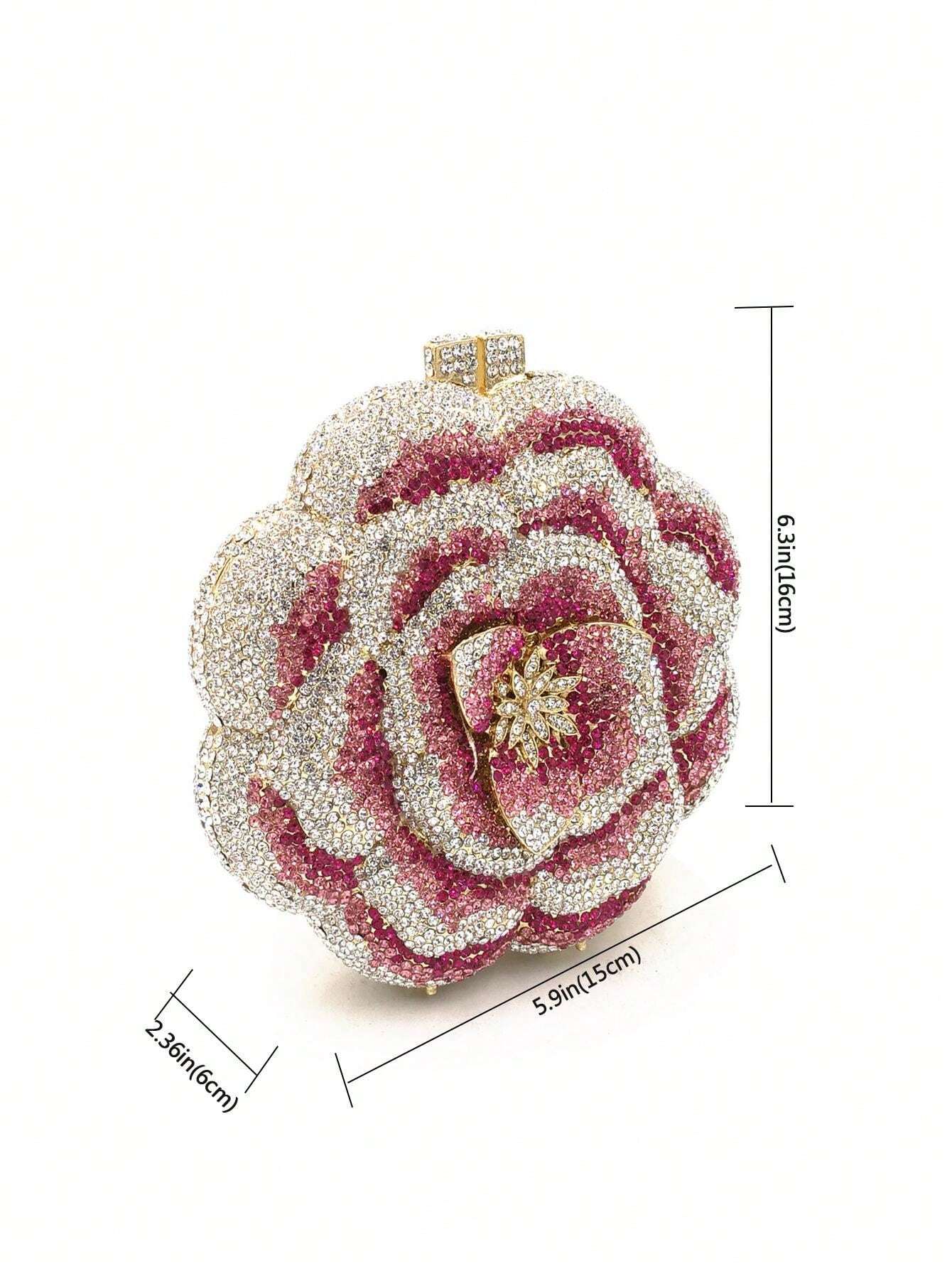 FOLO Mini Elegant Clutch Bags Rhinestone Flower Design Evening Purses ...