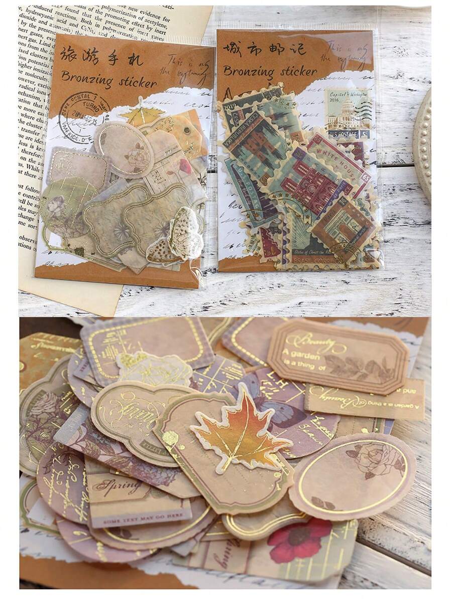 40pcs Scrapbooking Sticker Vintage Postage Stamp Sticker Sealing ...