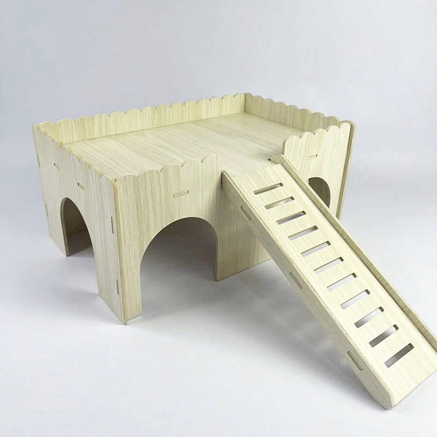 Wooden Hamster House, 2 Floors, With Ladder, Playing Ground, Dwarf ...