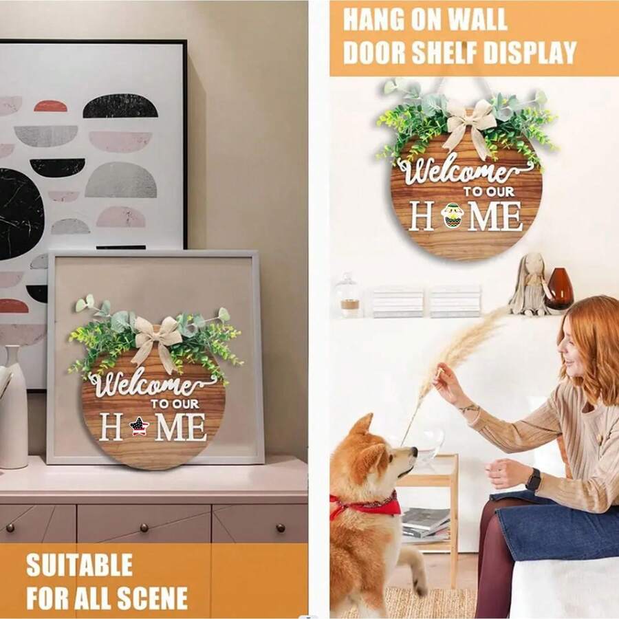 Interchangeable Welcome Sign For Front Door With 14 Changeable Icons ...