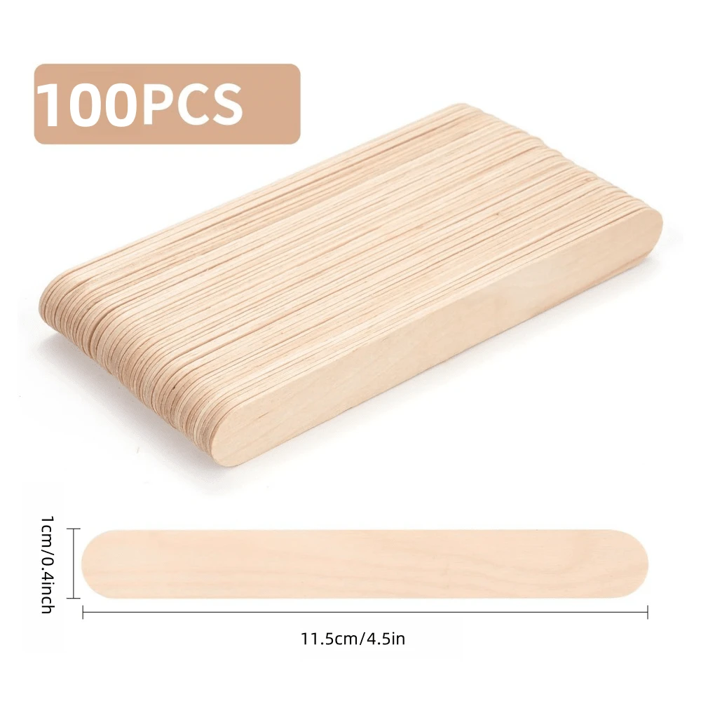 100pcs Craft Sticks, 4.5-Inch Natural Wooden Ice Cream Sticks, Multi ...
