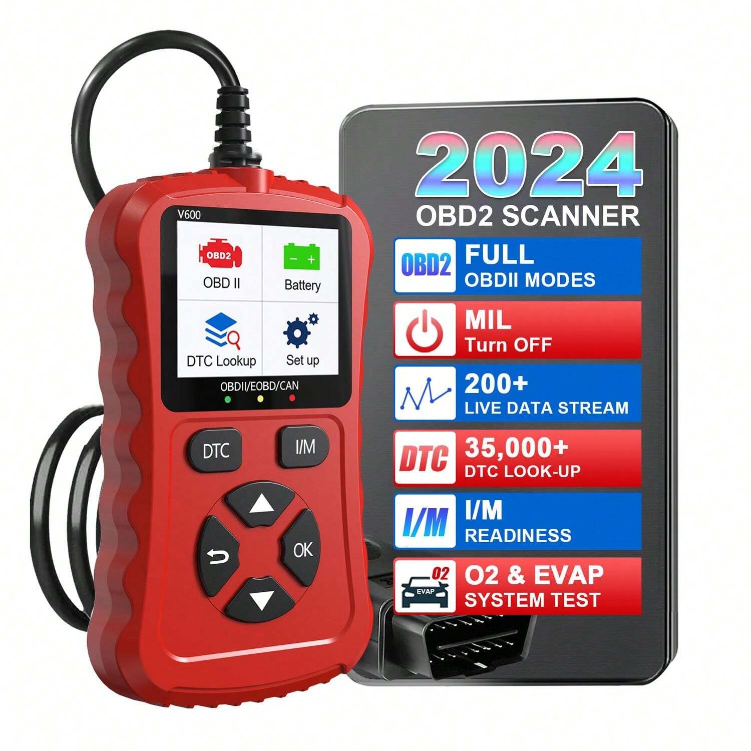 OBD2 Reader Diagnostic Tool, OBDII Car Code Scanner Check Engine Fault ...