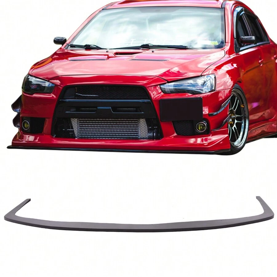 Front Lip Fits 2008-2015 Mitsubishi Lancer EVO 10 Unpainted Black Front ...