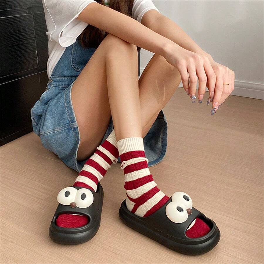 Women's Personality Big Eye Design Eva Slippers, Indoor Slippers, Beach ...
