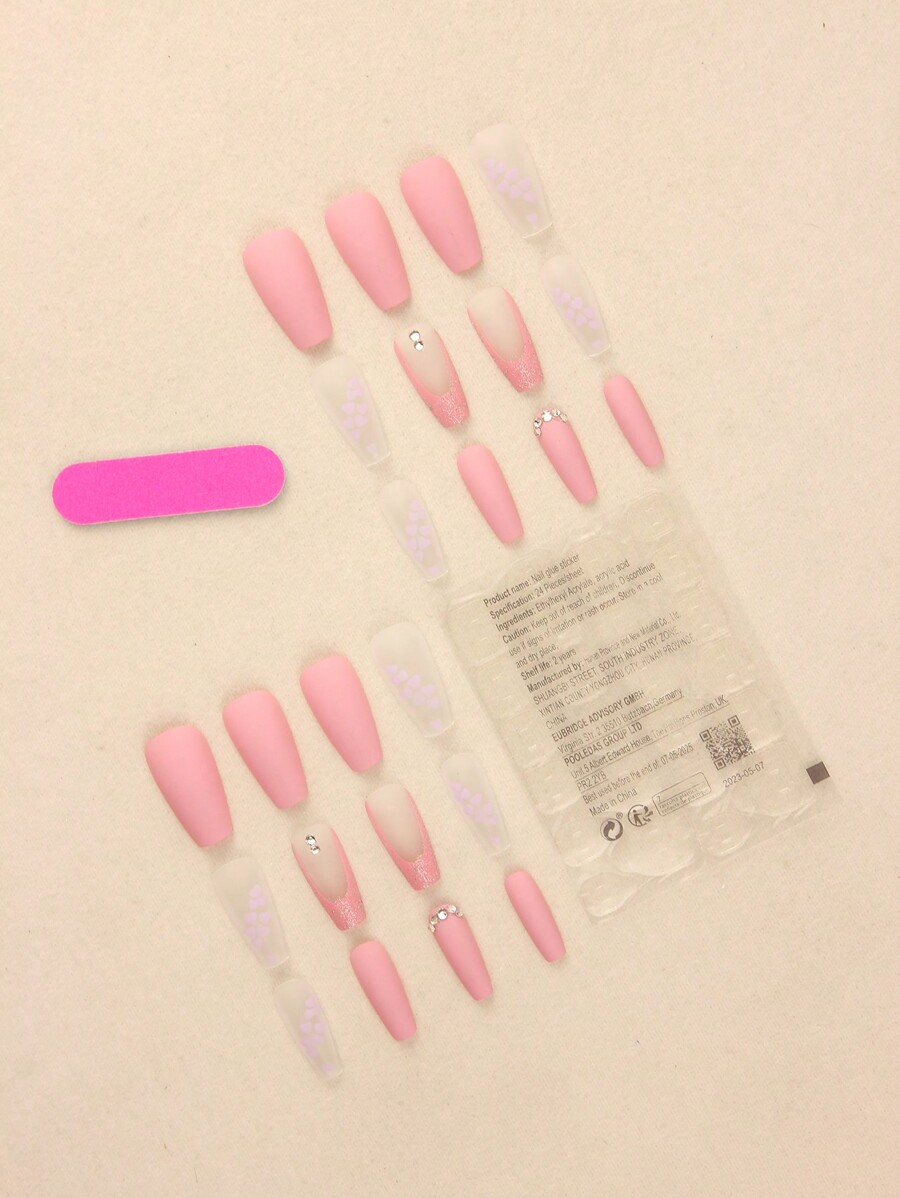 Upgrade Your Look With 24pcs Short Coffin Shaped Press-On Nail Art ...