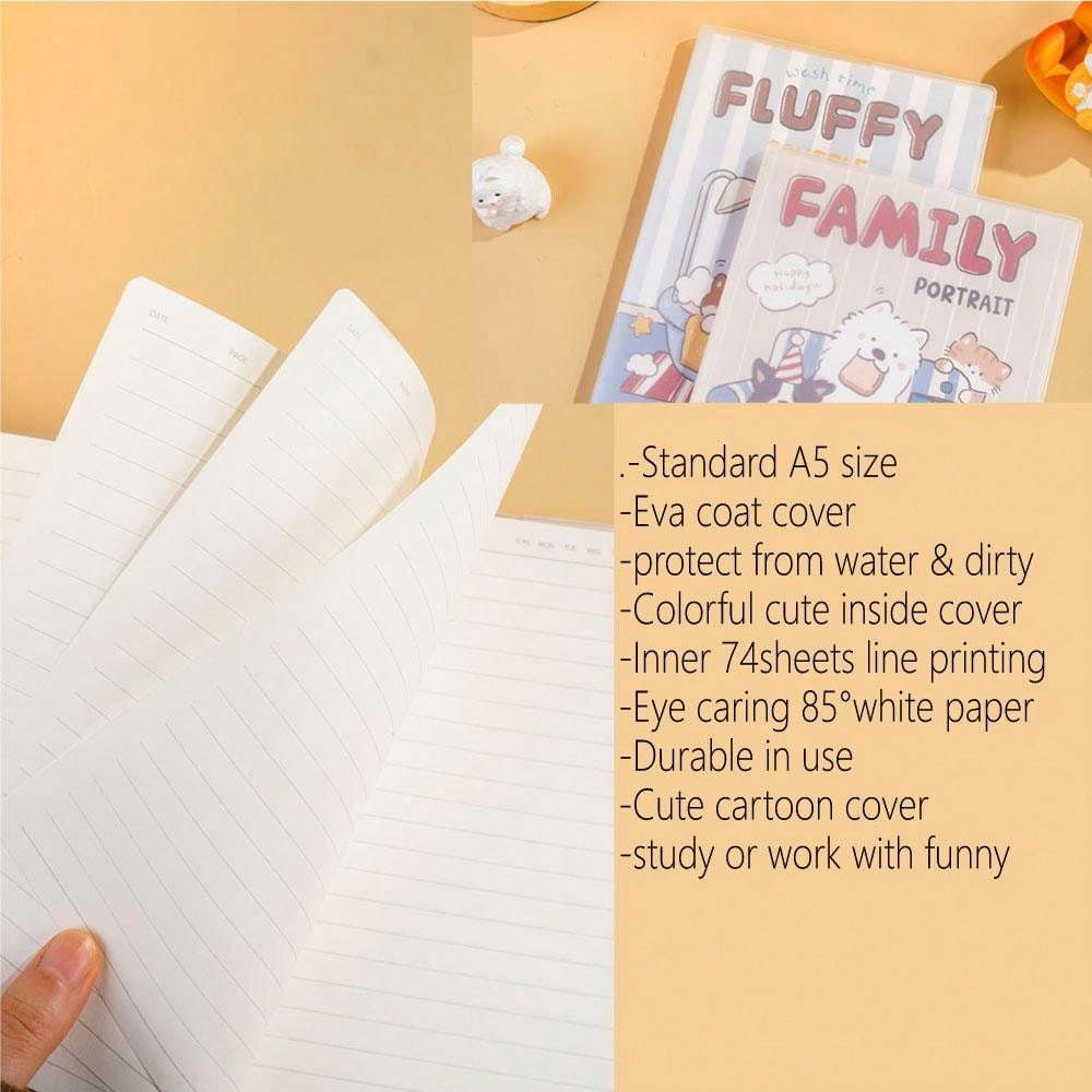 Loose Milk Puff Cute A5 Gel Cover Notebook With Horizontal Inner Pages ...