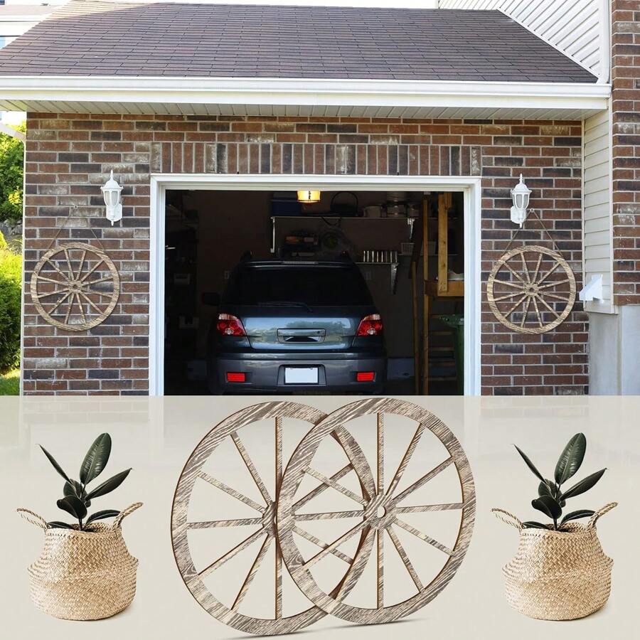 2 Pcs Wagon Wheel Decor Wooden Western Cowboy Party Decorations Vintage ...
