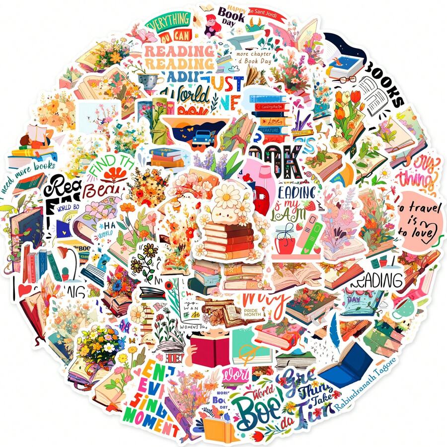 100pcs Book Stickers For Kindle, Bookish Reading Stickers For Water ...