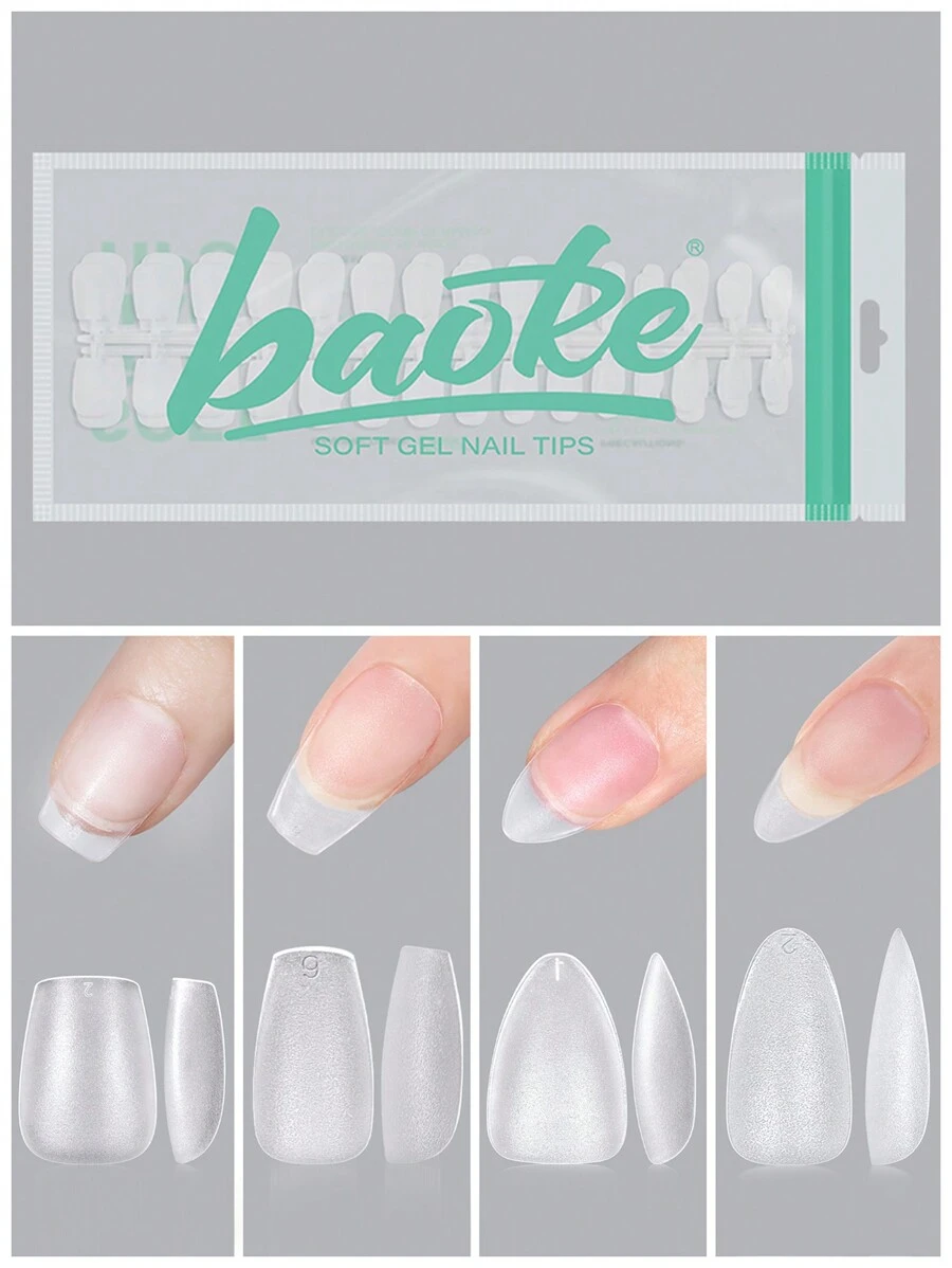 Nail Tips 240 PCS Upgraded Matte Soft Gel Full Cover Nail Tips No Filed ...