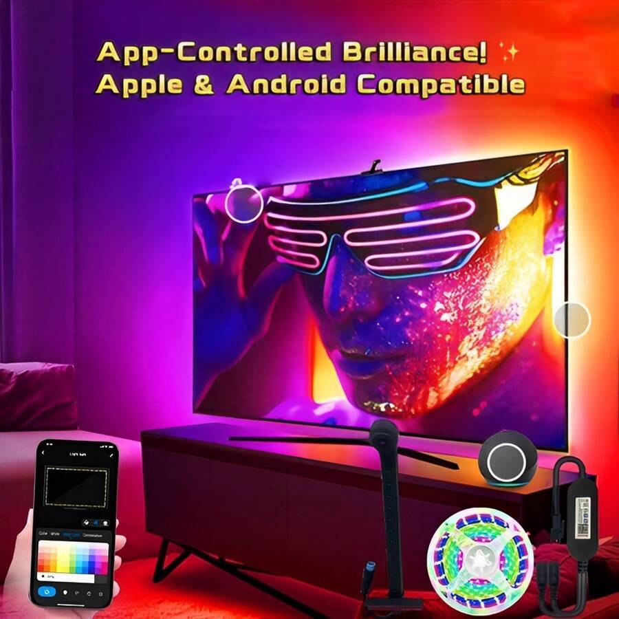 LED Strip Lights RGB APP Bluetooth Control Color Changing Lights Remote ...
