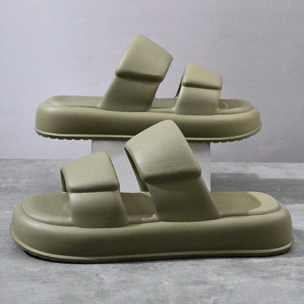 Women's Thick Bottom Slides With Anti-Slip Sloping Texture For Summer ...